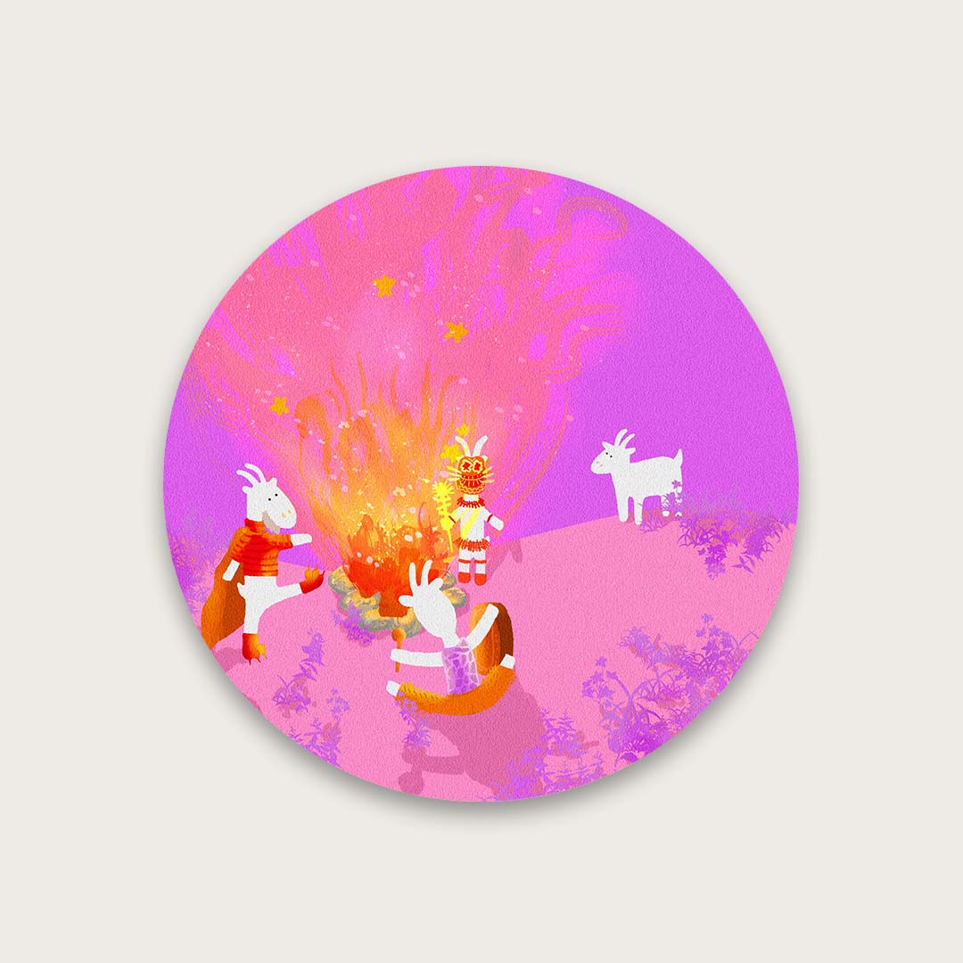 Goat ritual dance sticker – Aula design